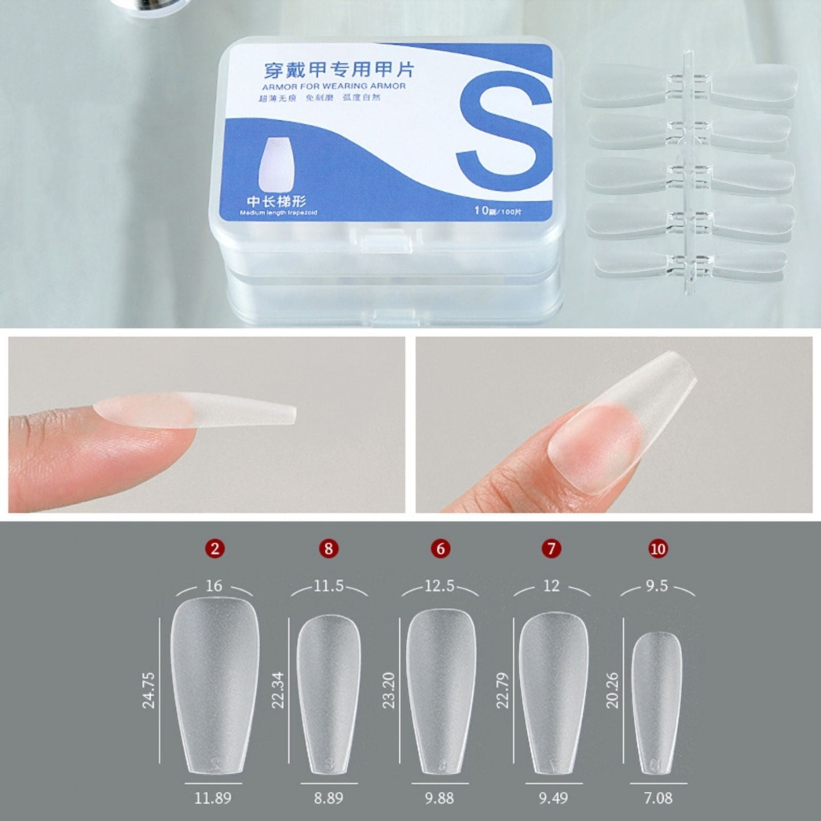 Milue 100Pcs Seamless Fake Nails Pack Artificial Nails Acrylic Nails ...