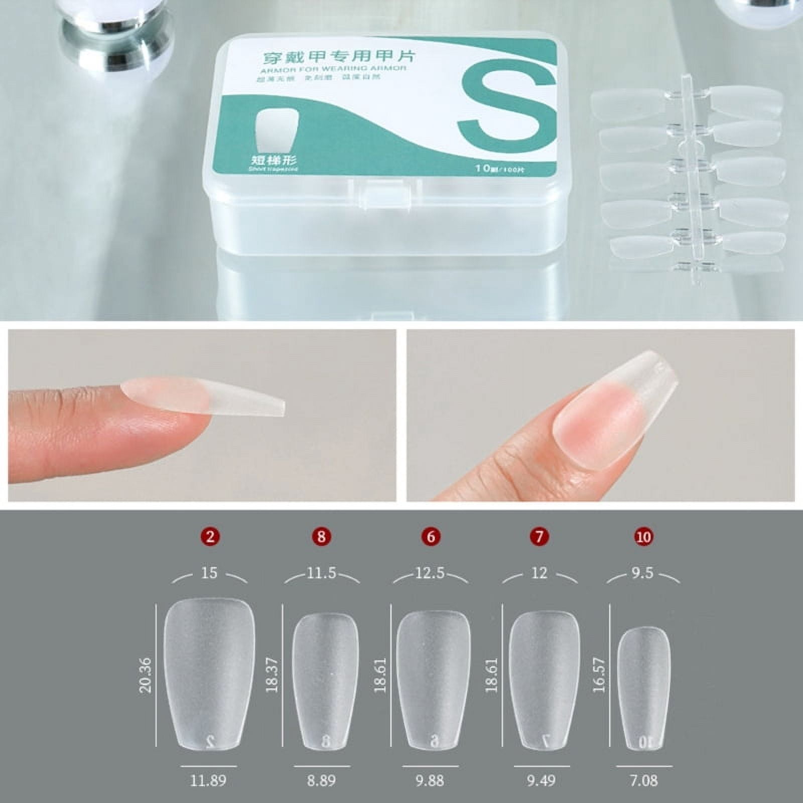Milue 100Pcs Seamless Fake Nails Pack Artificial Nails Acrylic Nails ...