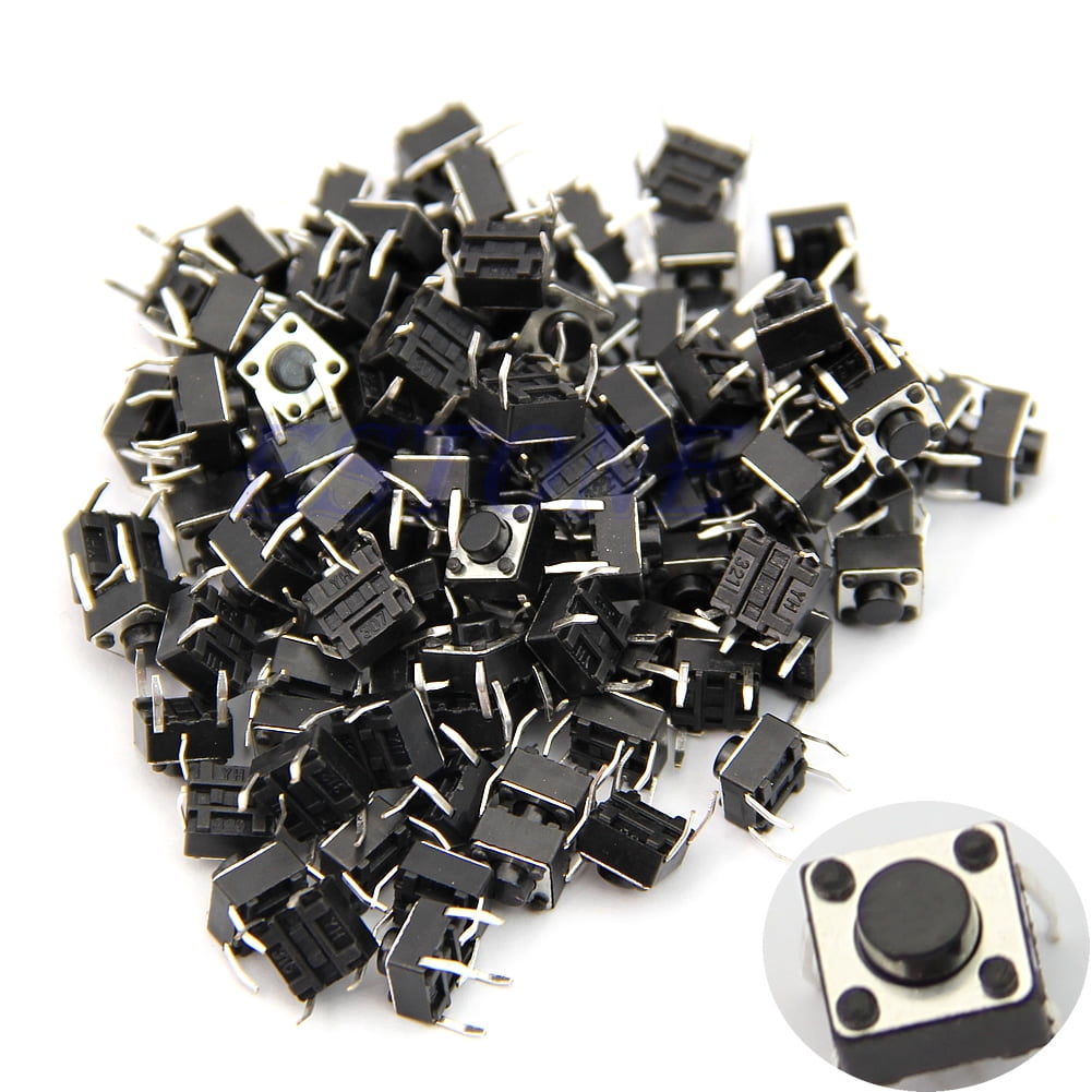 Milue 100pcs 6x6x5mm 4pin Tactile Push Button Switch Momentary Tact DIP ...