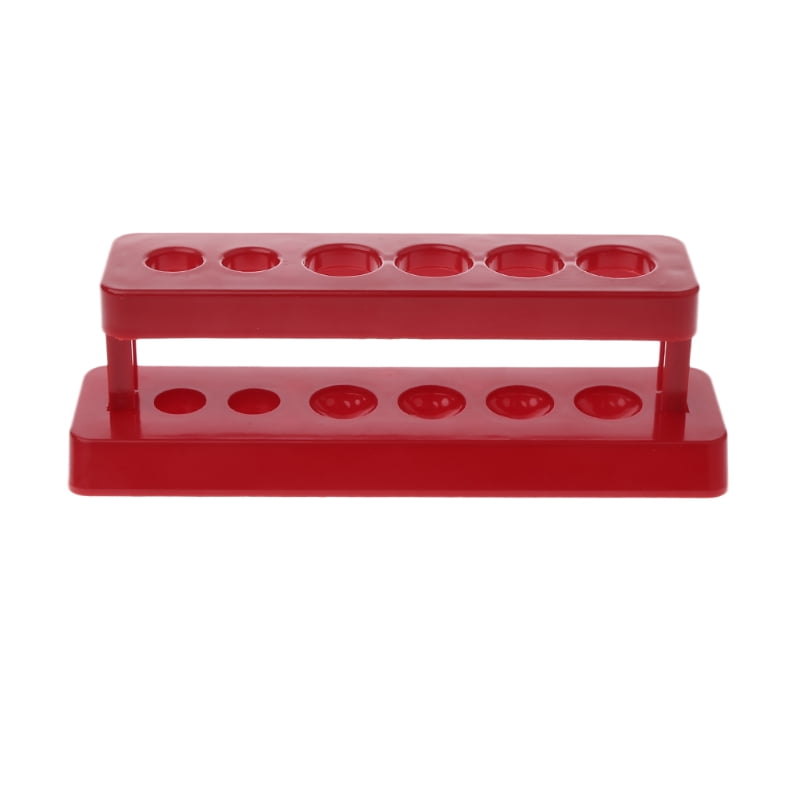 Milue 1pcTest Tube Holder 6 Hole Plastic Rack Red Stand Burette Stand ...