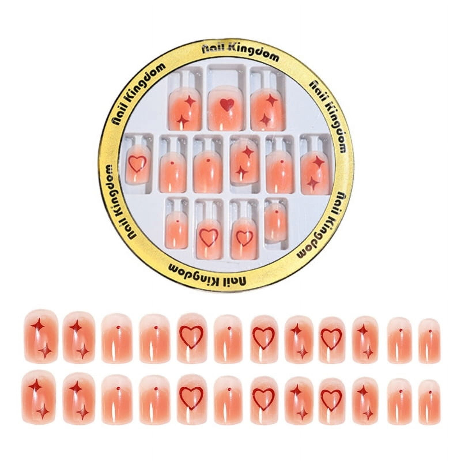 Milue 24 Pack Short Detachable Finished Fingernails Wearable False ...