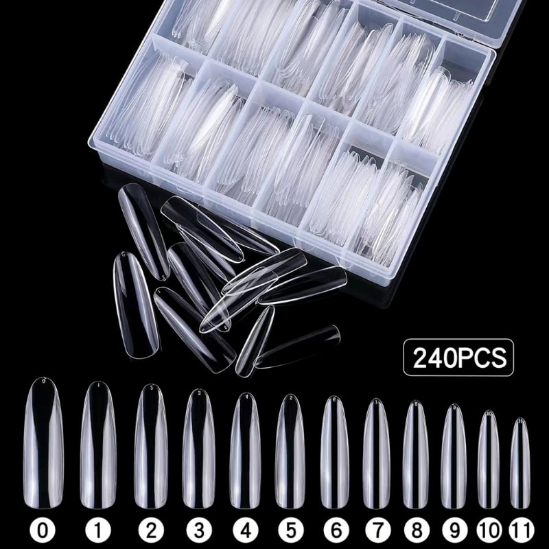 Milue 240 pcs Fake Nail Full Cover Nail Forms Acrylic False Fake Nails ...