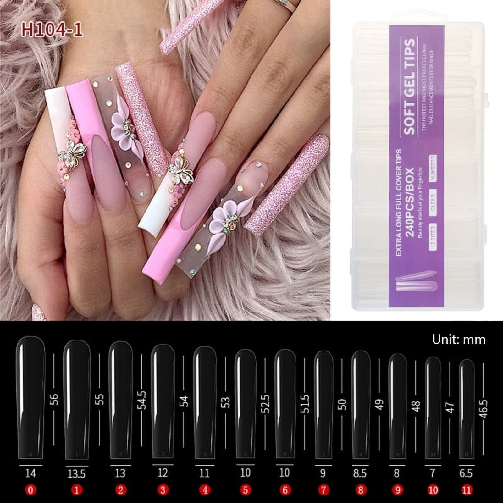 Milue 240pcs Xxxl Long Ballerina Coffin Press On Nail Full Cover False