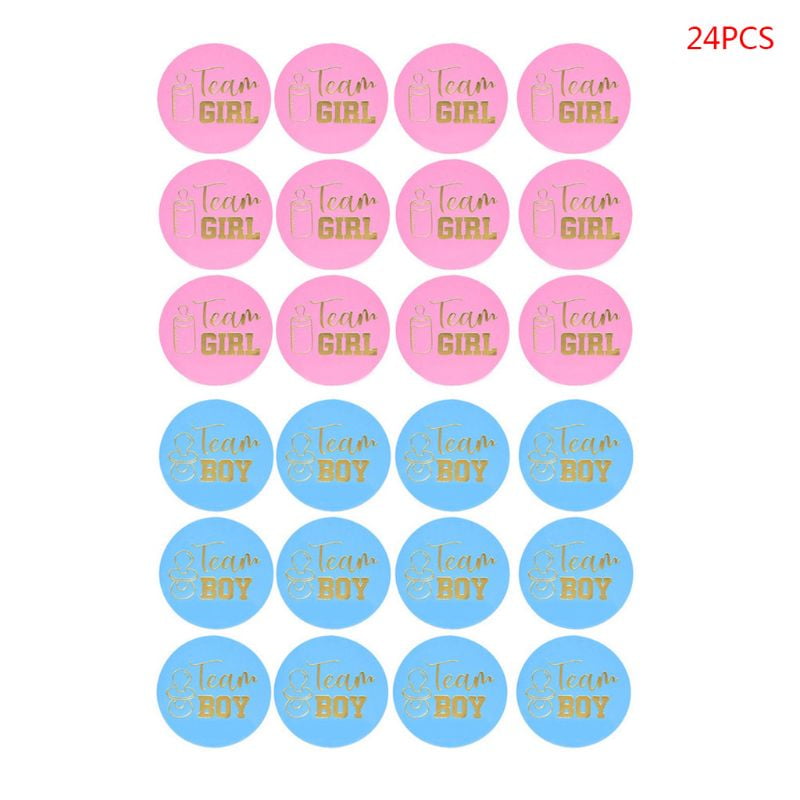 Milue 24Pcs Gender Reveal Stickers Team Boy Team Girl Labels Party for ...