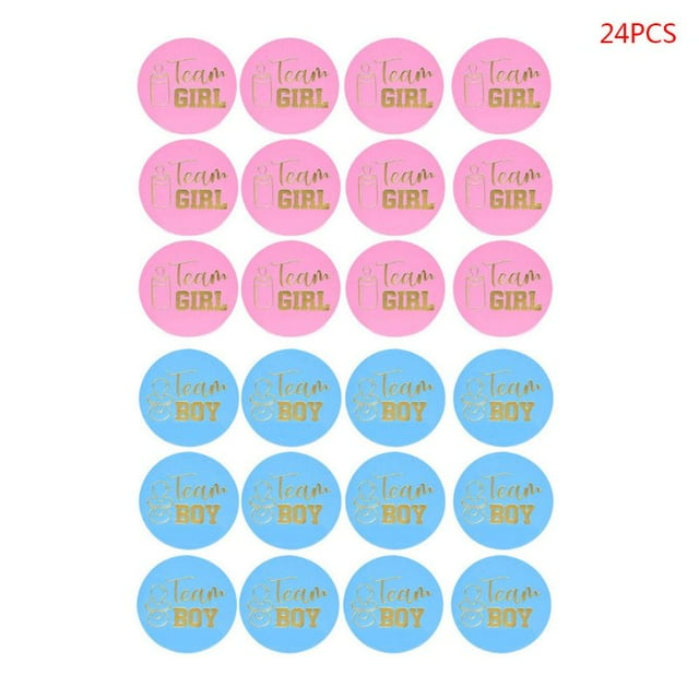 Milue 24Pcs Gender Reveal Stickers Team Boy Team Girl Labels Party for ...