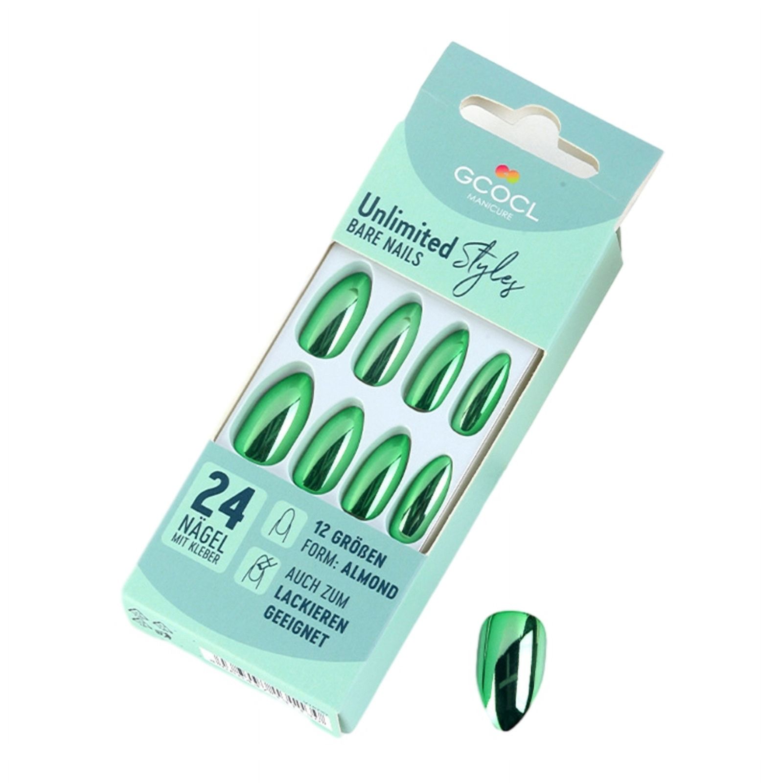 Milue 24Pieces Full Cover Nail Tips Reusable Aurora Artificial Nails ...