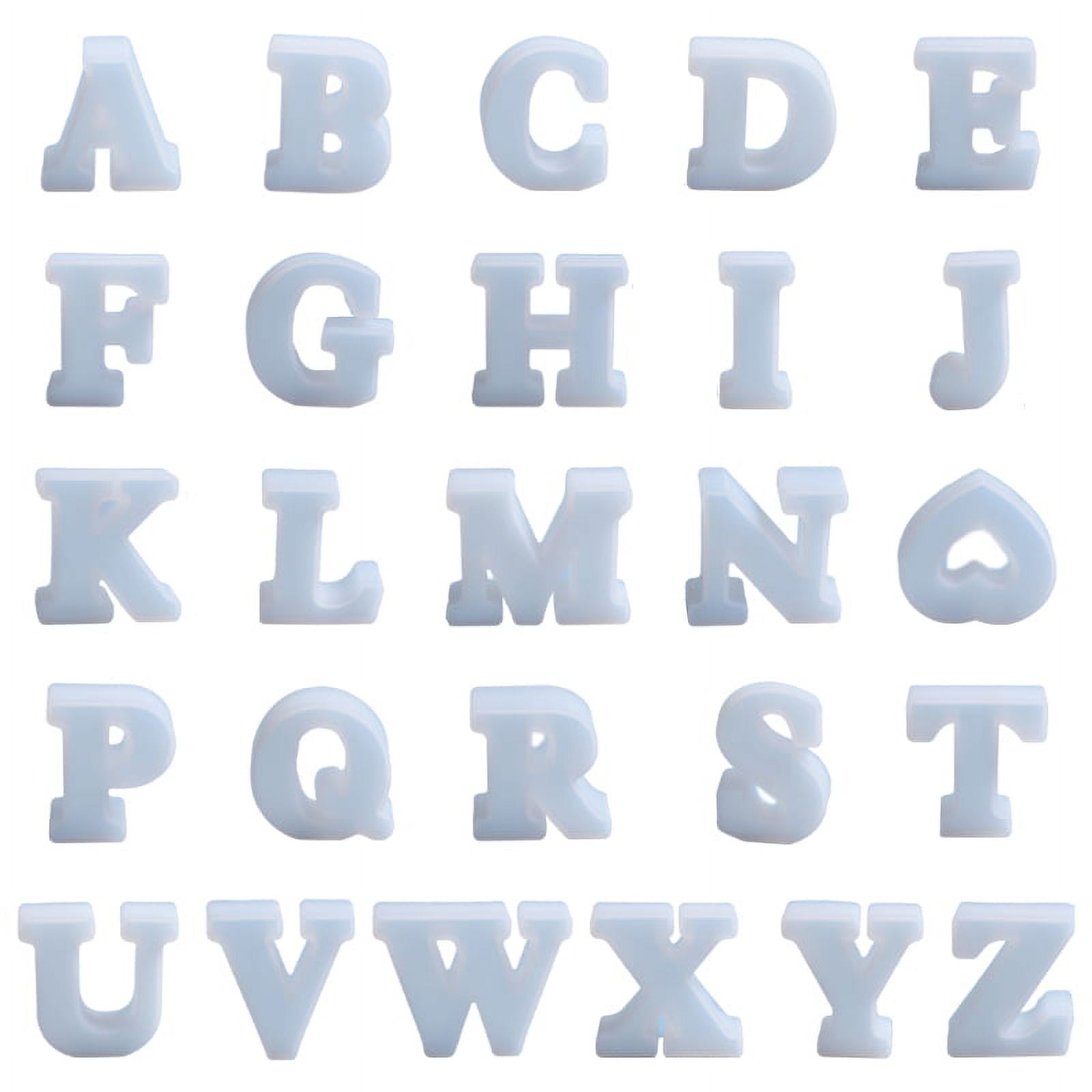 Milue 26 English Alphabet Ornaments Epoxy Resin Mold A-Z Letters Decor ...