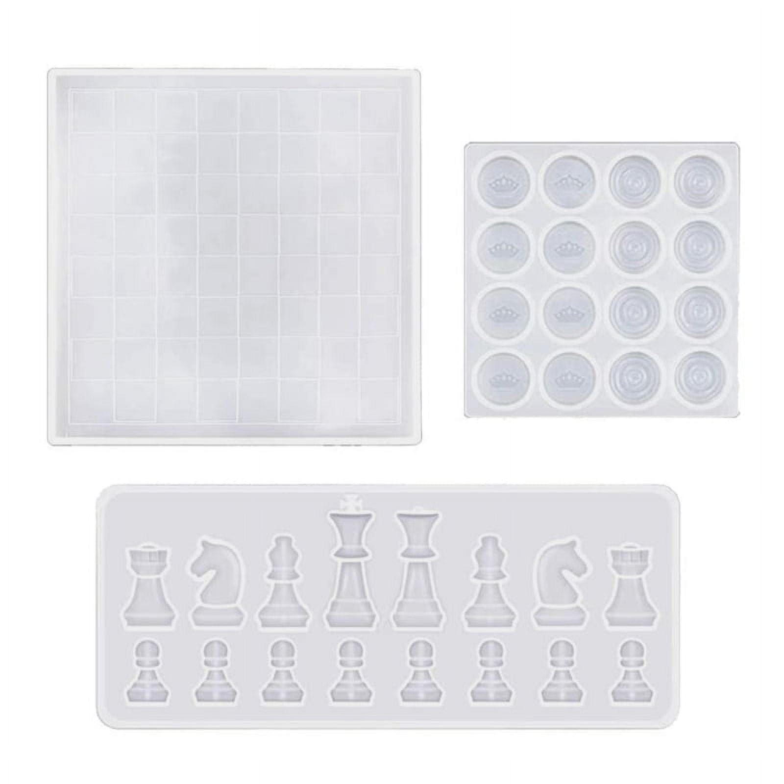 Milue 3 Pcs Crystal Epoxy Resin Mold International Chess Board Chess ...