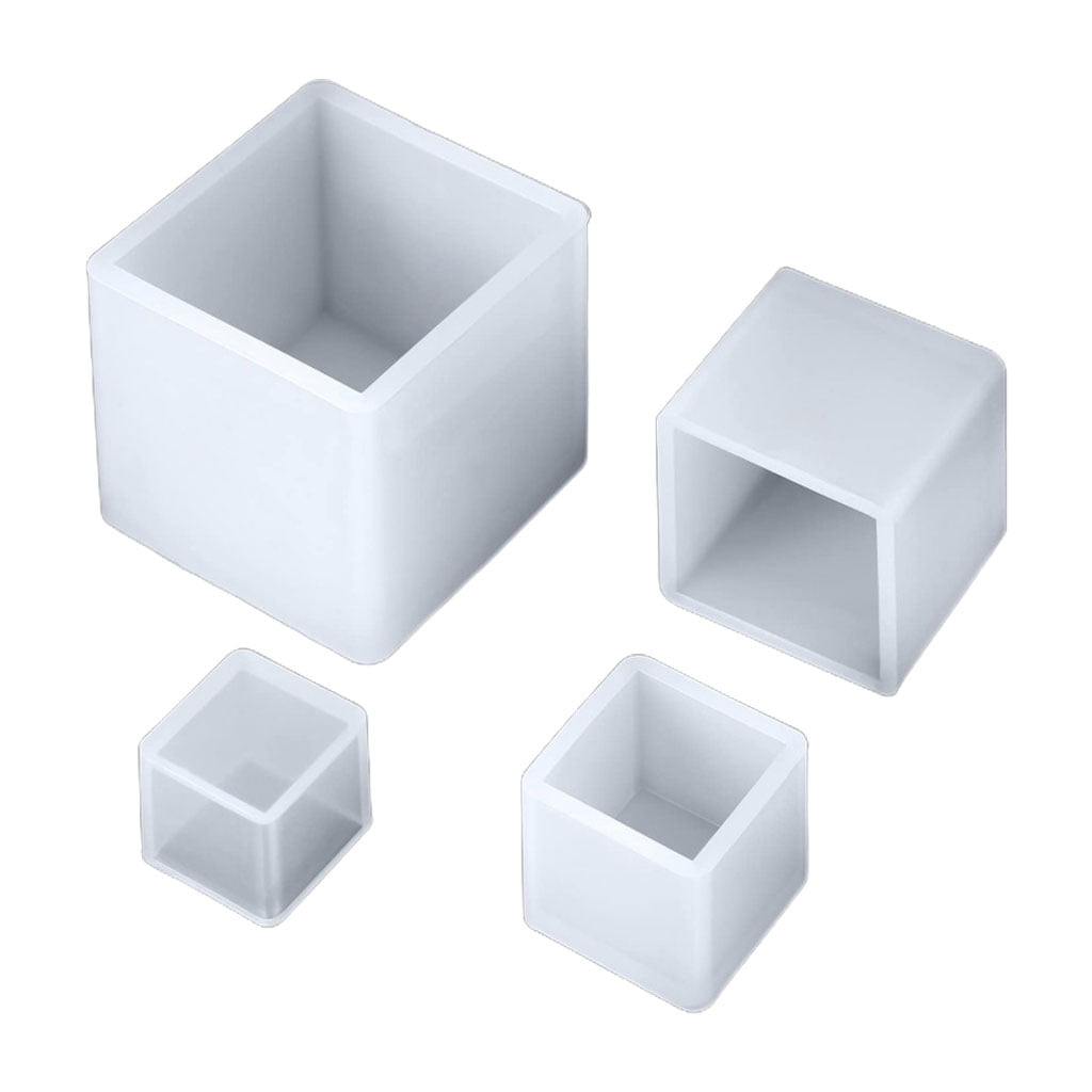 Milue 4Pcs Cube Crystal Epoxy Resin Mold Square Silicone Mould Jewelry ...