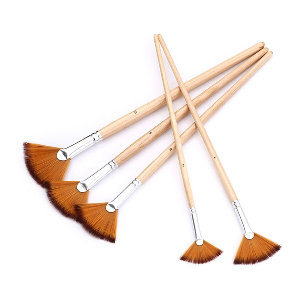 Milue 5 Pcs Fan Brushes Artists Fan Brush Set Watercolor Painting Brush ...