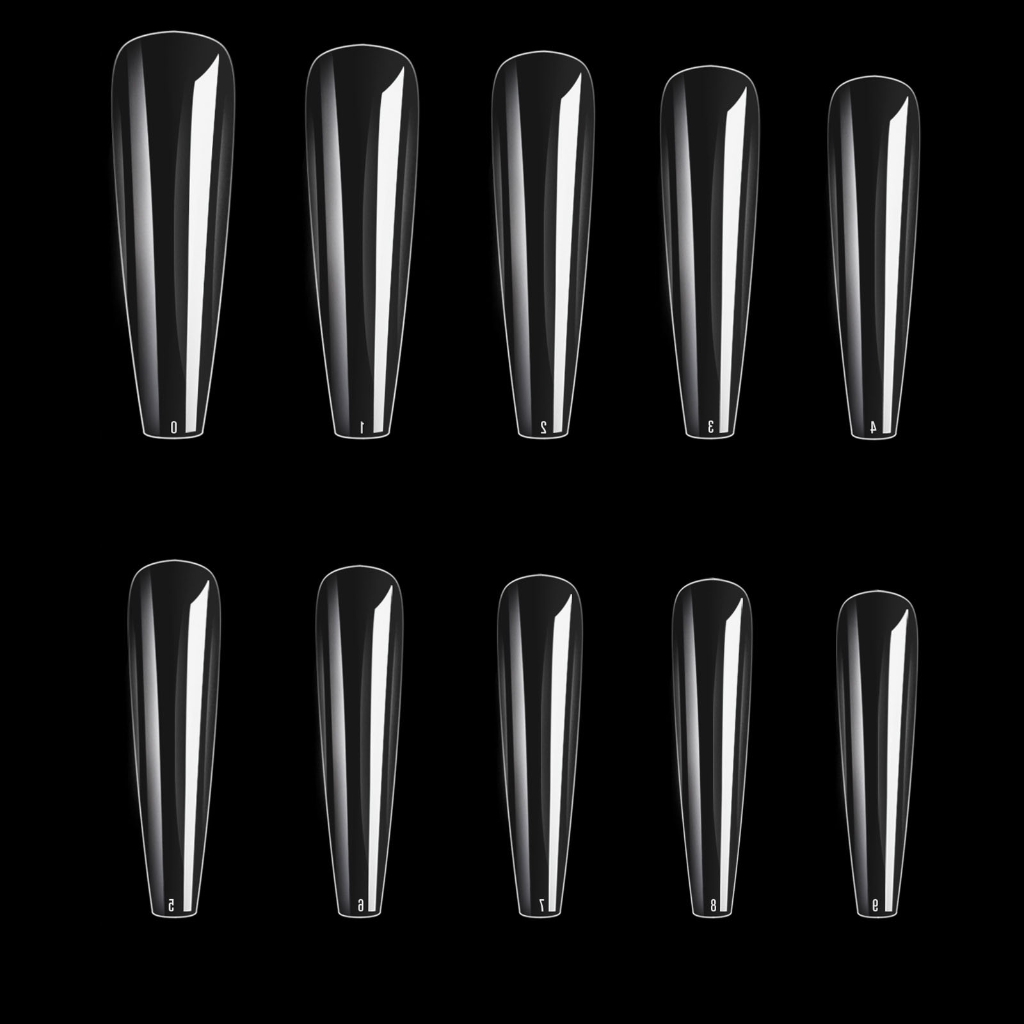 Milue 500pcs Long Coffin Fake Nail Tips Acrylic Press On Nails