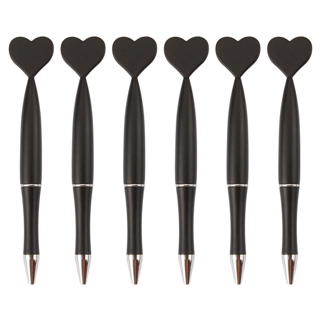 Milue 6x 1.0mm Black Ink Ballpoint Pens Smooth Writing Pens Heart ...
