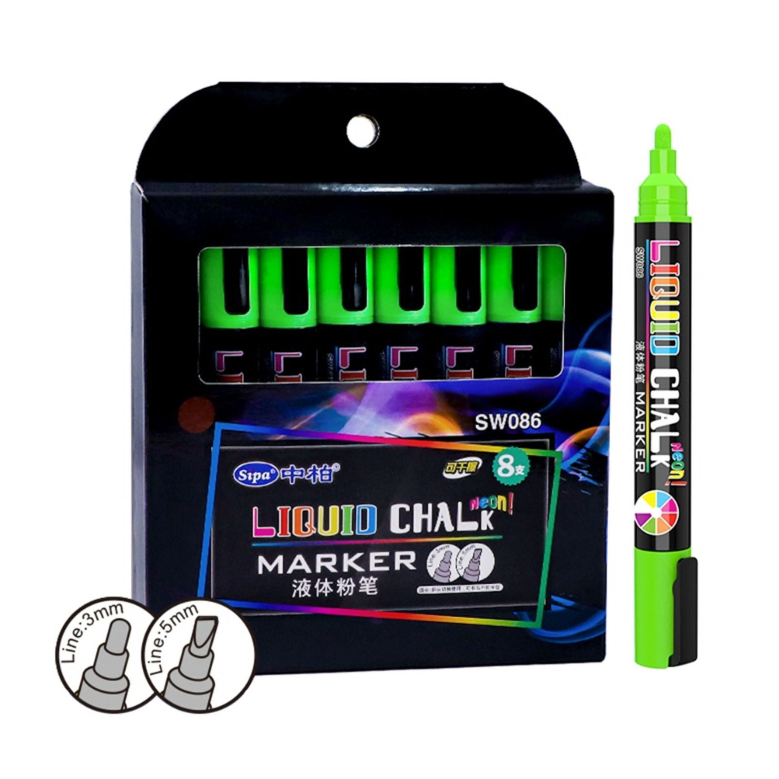 Milue 8Pcs Liquid Chalks Marker Fluorescent Highlighter Marker Pen Dry ...