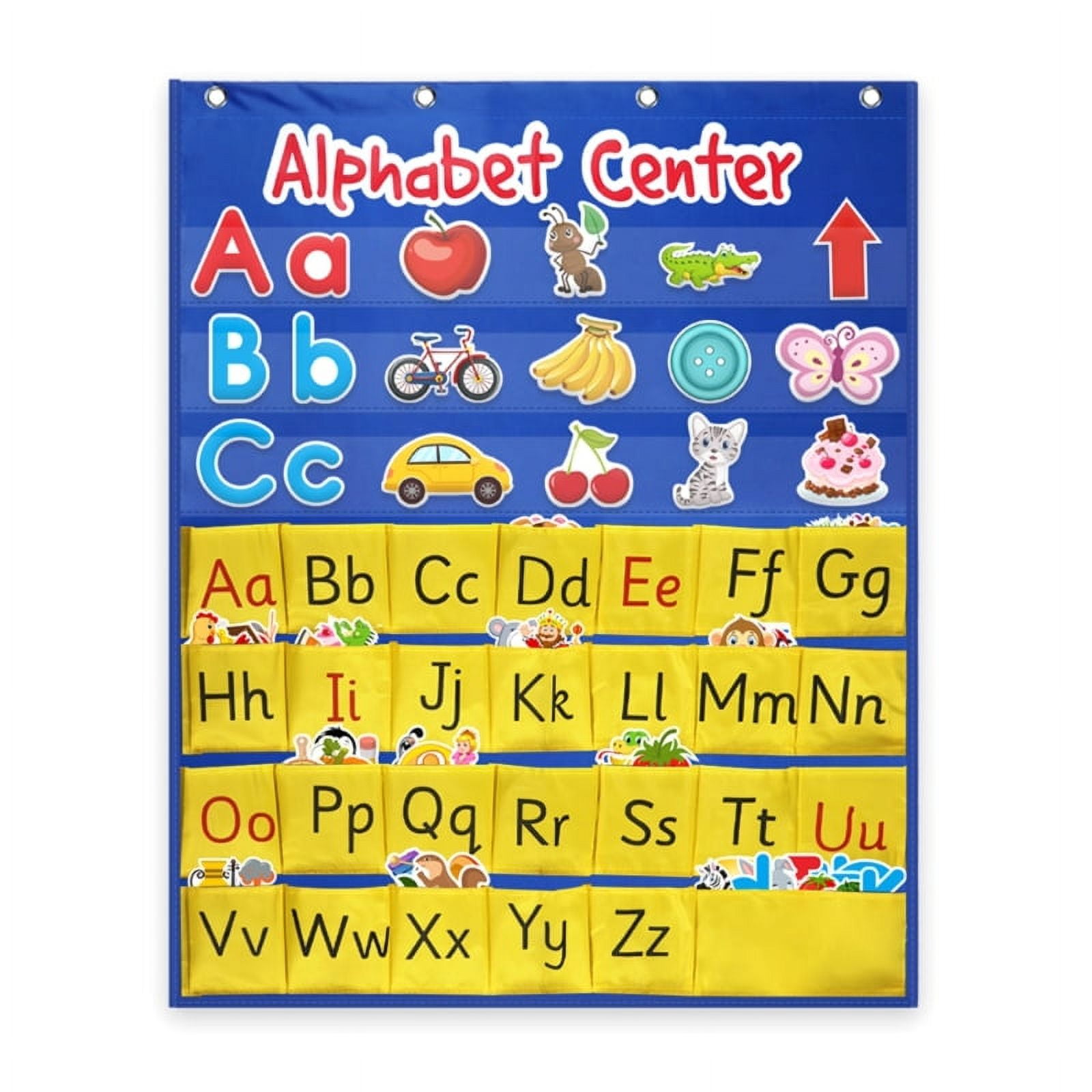 Milue Alphabets Center Pocket Chart Letter Recognition Chart for Kids ...