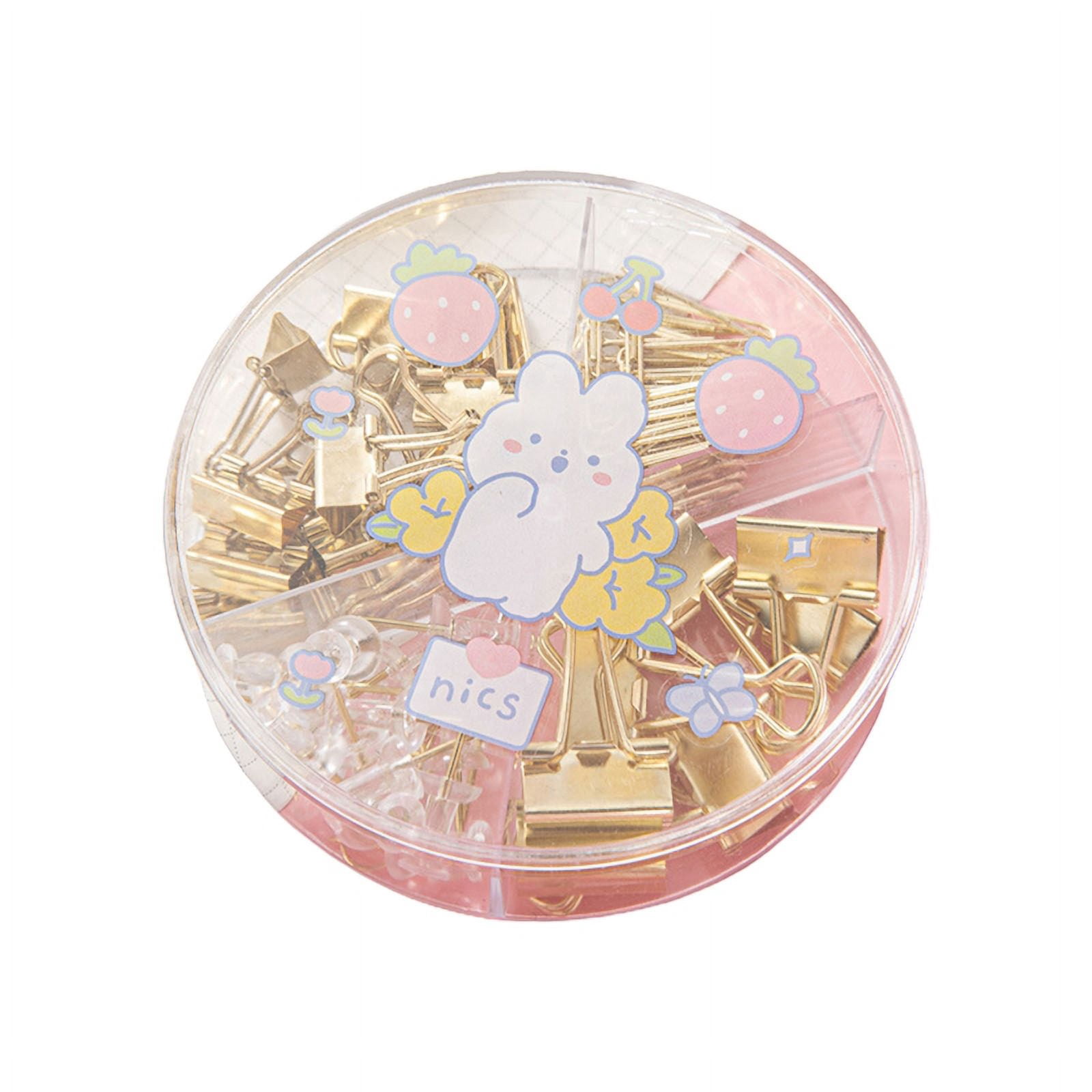Milue Binder Clips Paper Clips Push Pins Set with Box Desk Organized ...