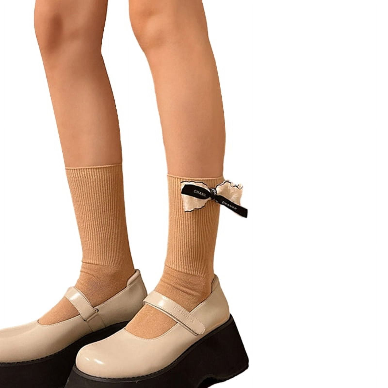 Milue Campus Loose Socks High School Girls Long Cute Socks Solid Color ...