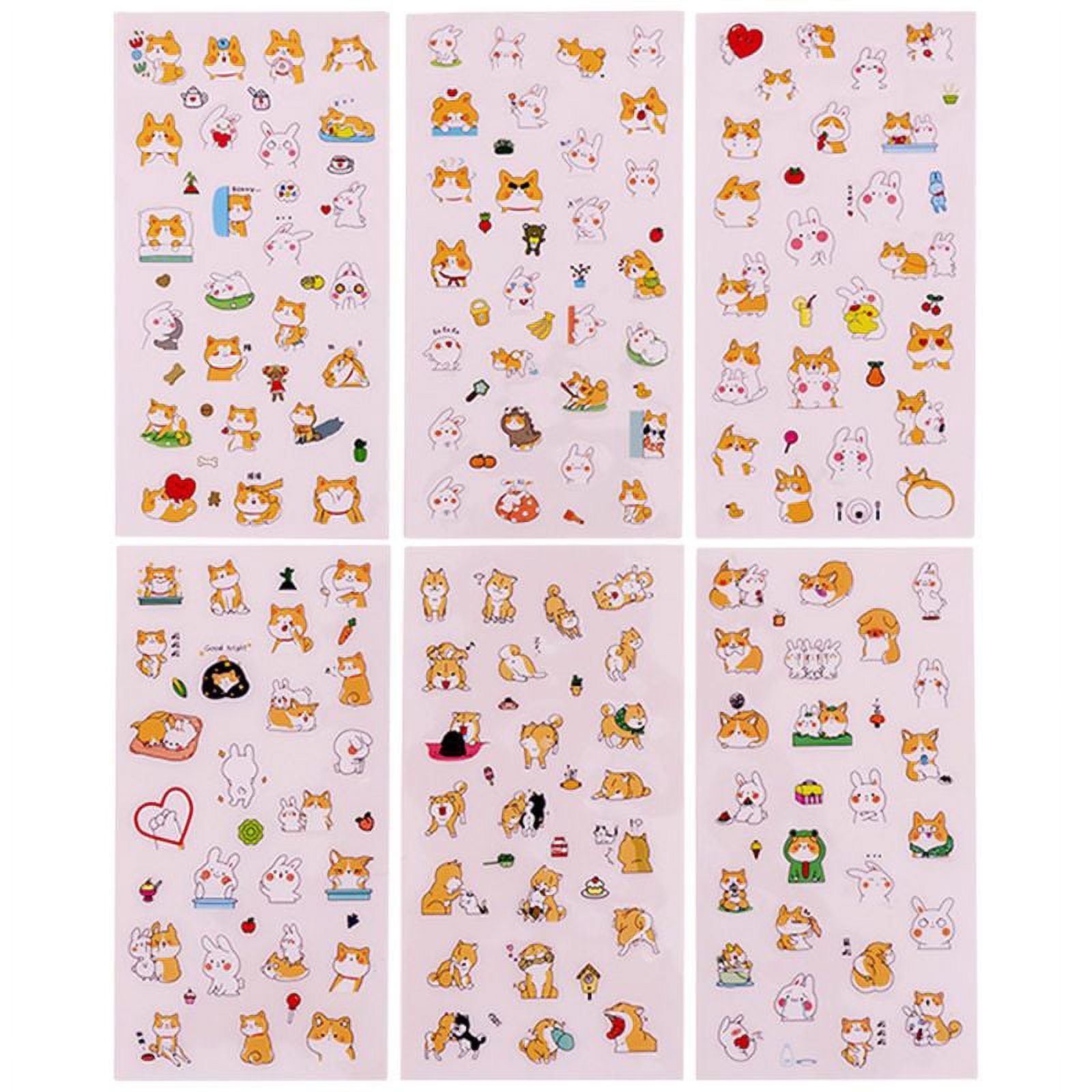 Milue Cartoon Decals Dog Rabbit PVC Stickers for Student Teacher DIY ...