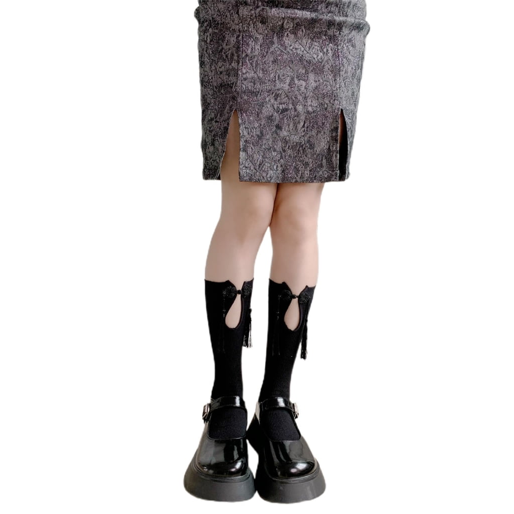 Milue Cheongsam Buckle Cotton Foot Wear Solid Color Hanfu Calf Stocking ...