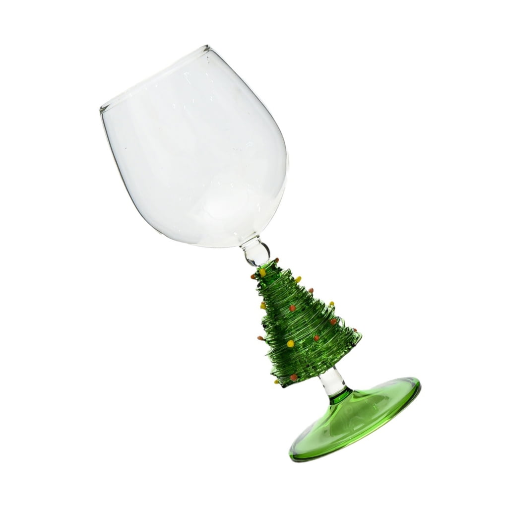 Milue Christmas Tree Shape Wine Glass Goblet for Festives Holiday Party ...