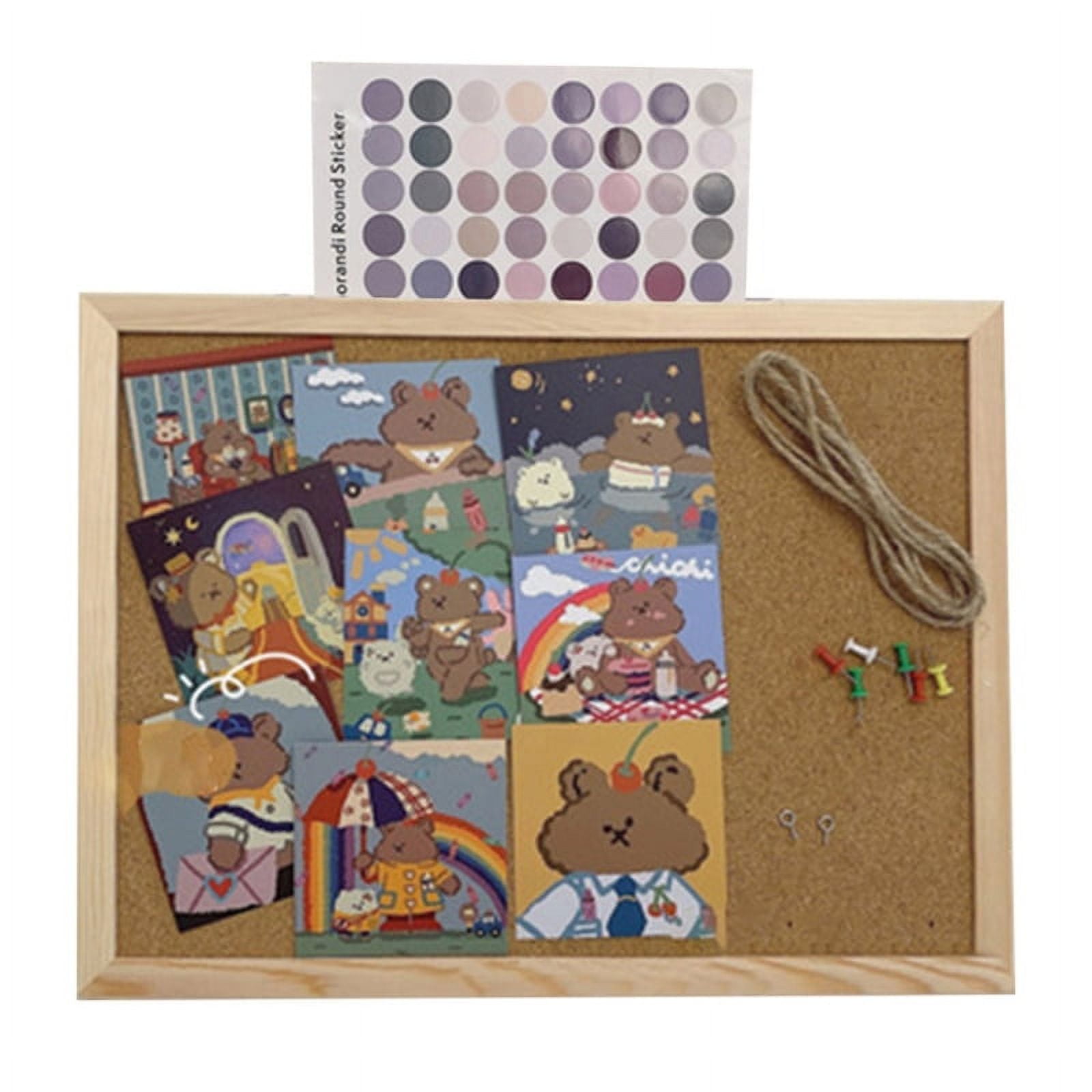 Milue Cork Wood Wall Hanging Message Bulletin Board Frame Notice Note ...
