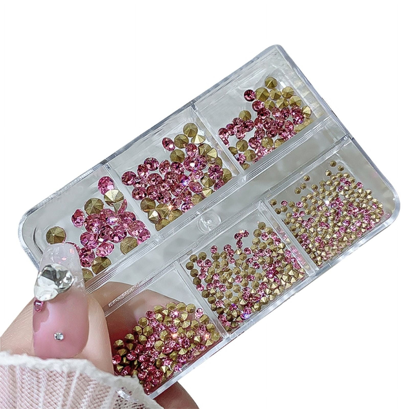 Milue Crystal Nail Art Rhinestones V-bottom Nail Crystals Mixed Size ...