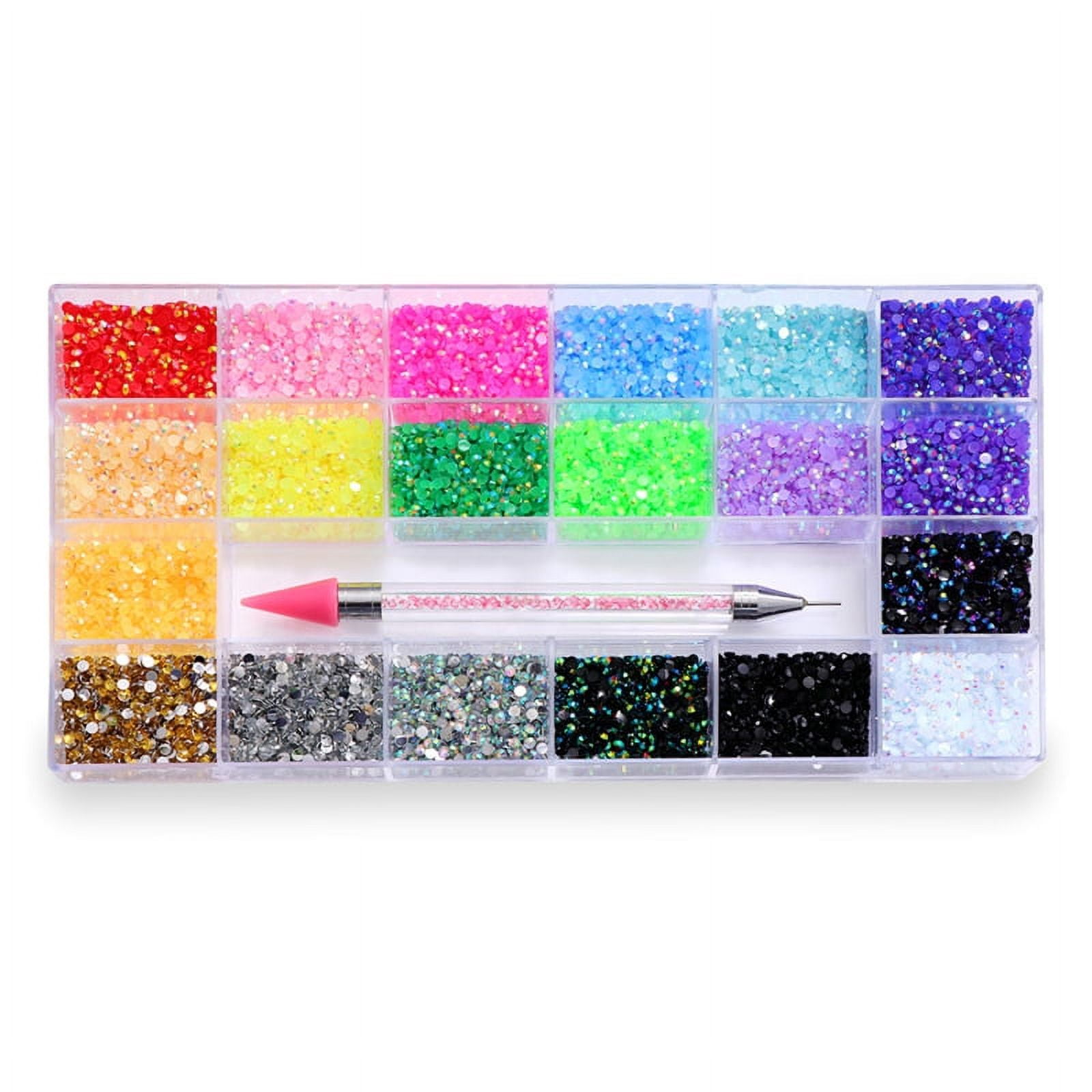 Milue Crystals AB Nail Art Rhinestones Decorations Flatback Round Gems ...