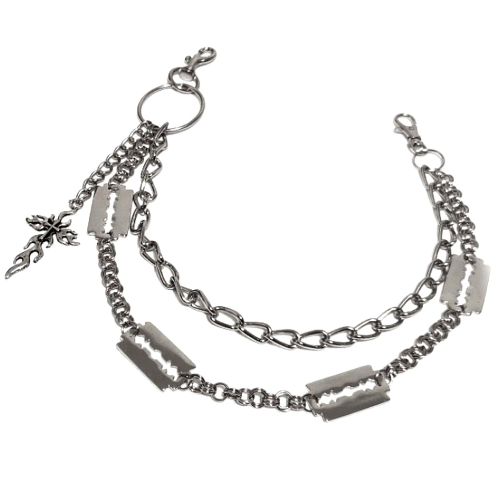 Milue Double Layer Pants Chain for Men Women Cross Charm Waist Chains ...
