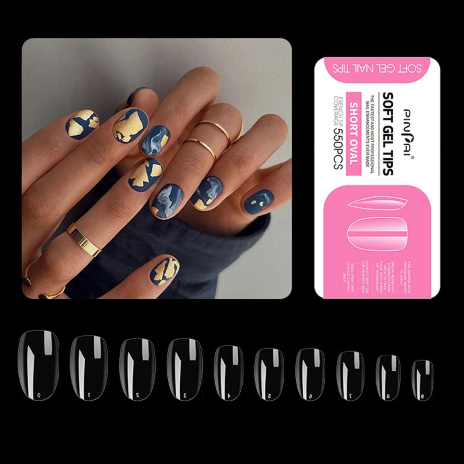 Milue False Nails Artificial Full Cover Nail Tips False Nail Tips for ...