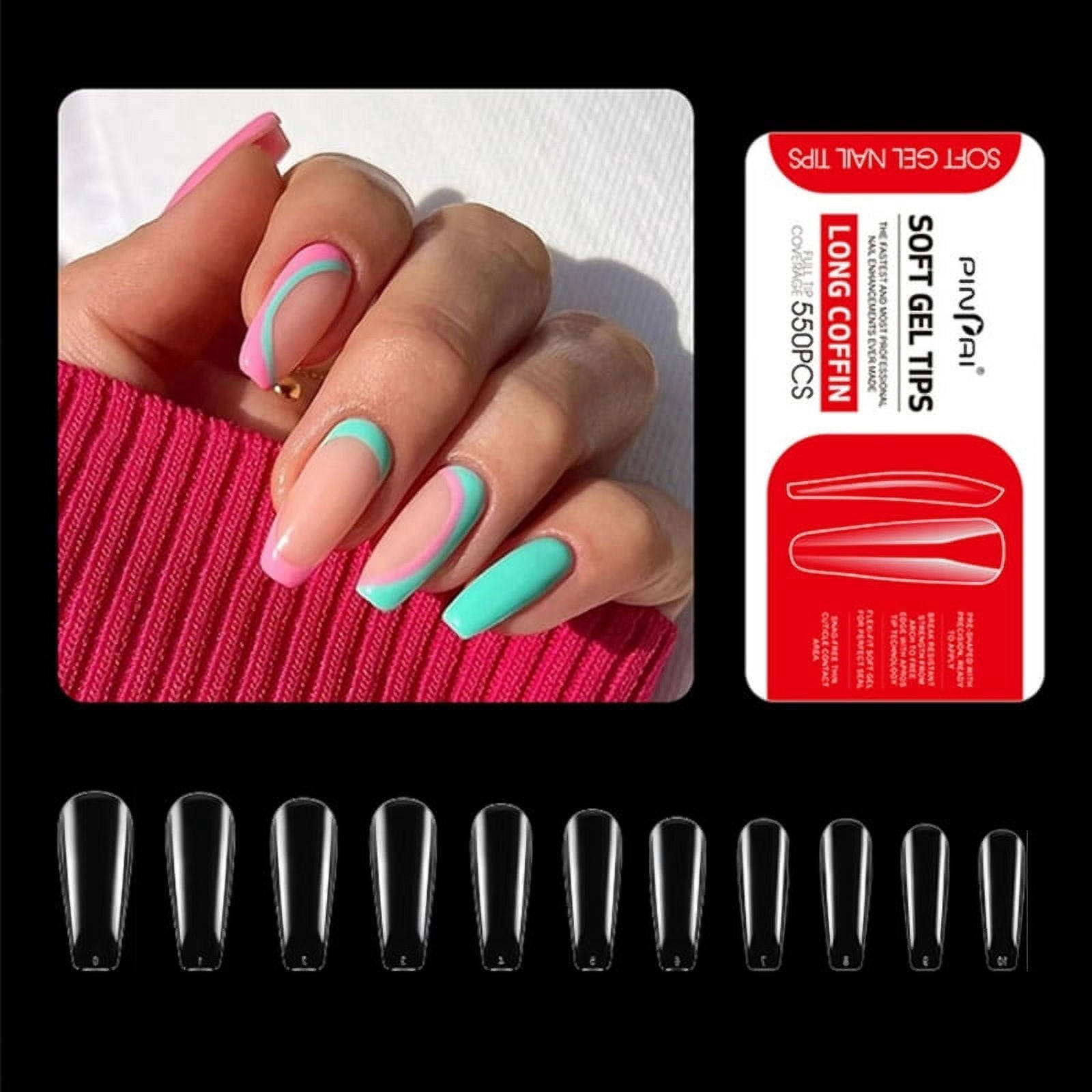 Milue False Nails Artificial Full Cover Nail Tips False Nail Tips for ...
