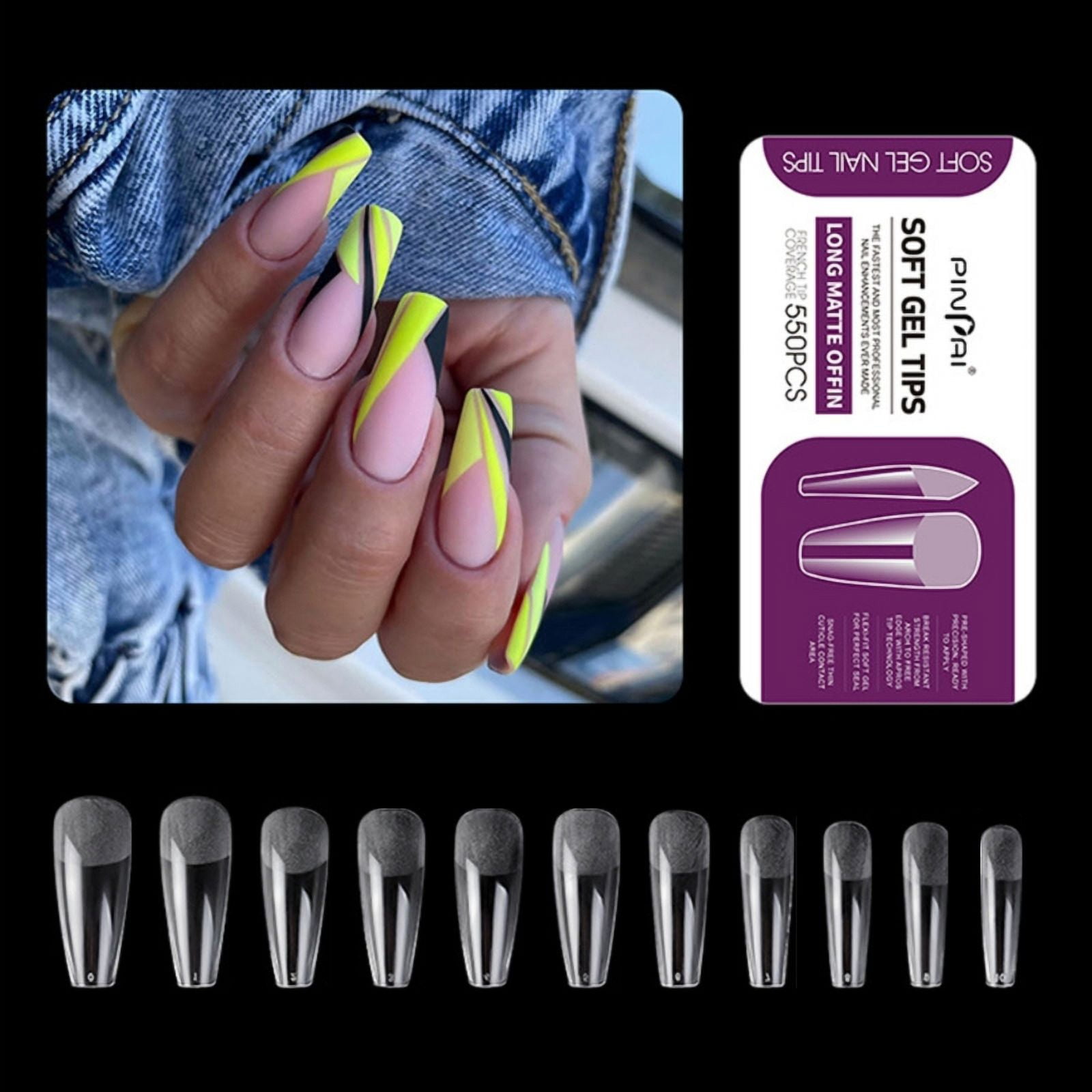 Milue False Nails Artificial Full Cover Nail Tips False Nail Tips for ...