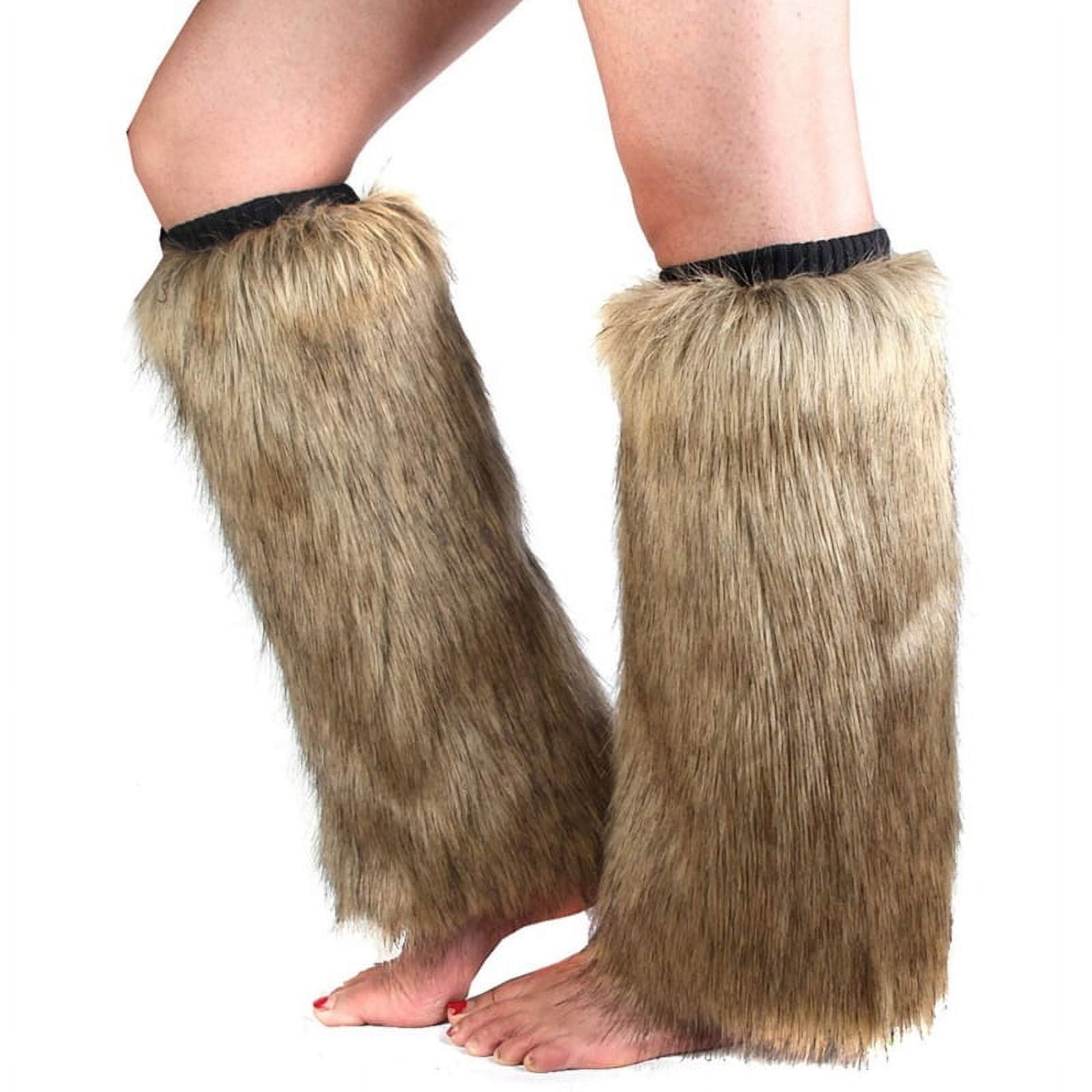 Milue Faux Fur Leg Warmers for Women Girls Winter Warm Leg Warmers ...