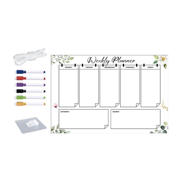 Milue Fridge Hanging Memo Board Weekly Whiteboard Clear Dry Erases ...