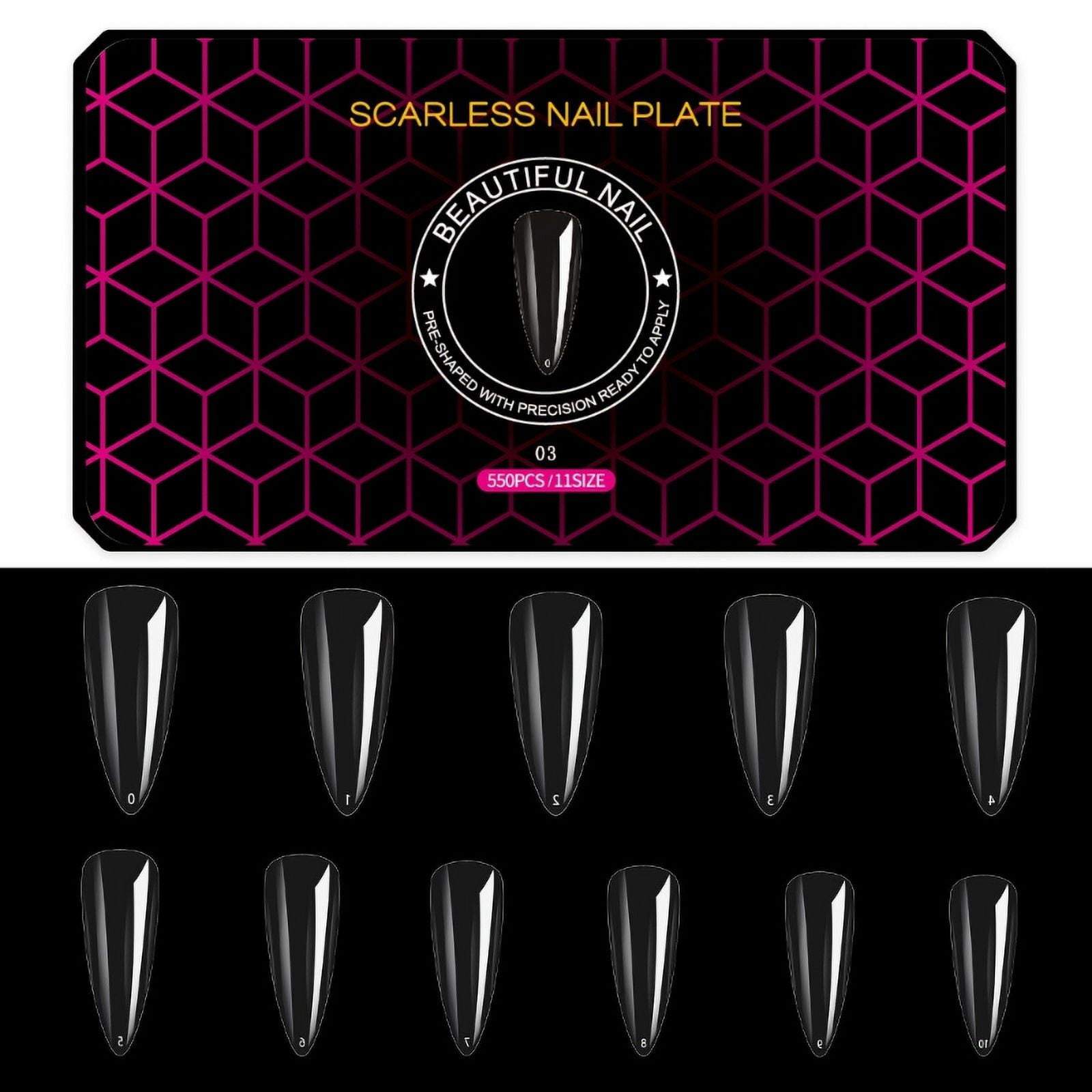 Milue Full Cover Clear False Nails Tips,Press On Nails Fake-Nails for ...