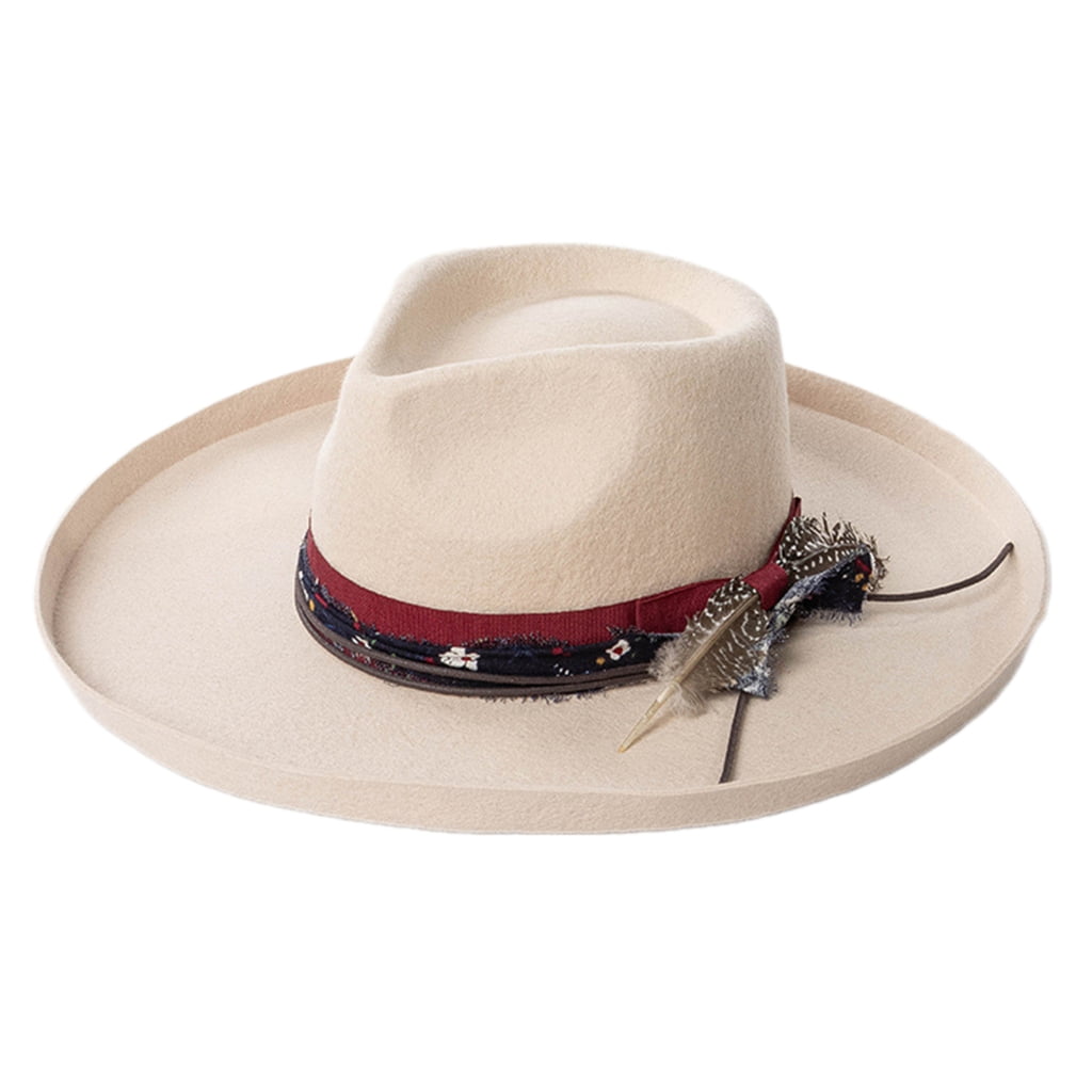 Milue Homburg Top Hat Old School Porkpie Hat Exotic Panama Hat Belt Cowgirl Hat - Walmart.com