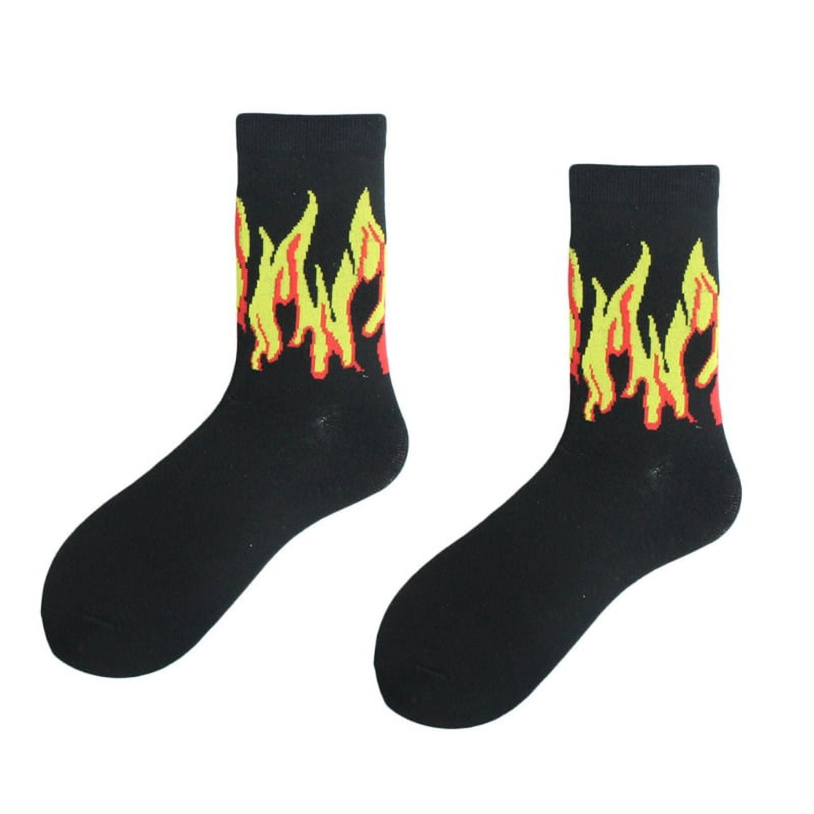 Milue Japanese Harajuku Women Men Flame Print Crew Socks Hip Hop ...