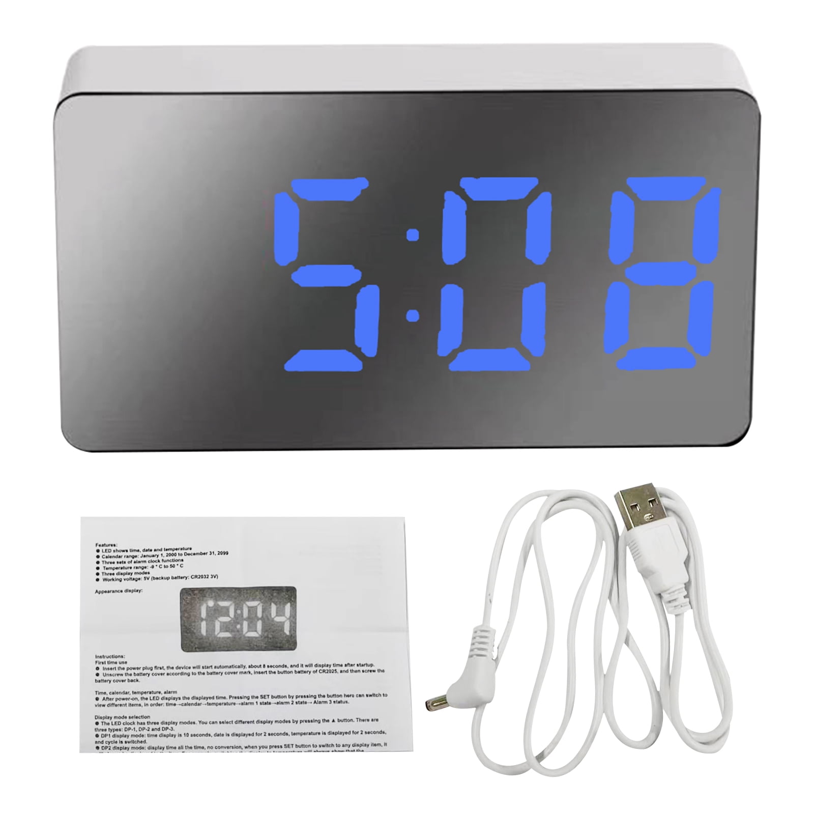 Milue Mini Electronic Digital Alarm Clock Multifunctional Large Screen ...