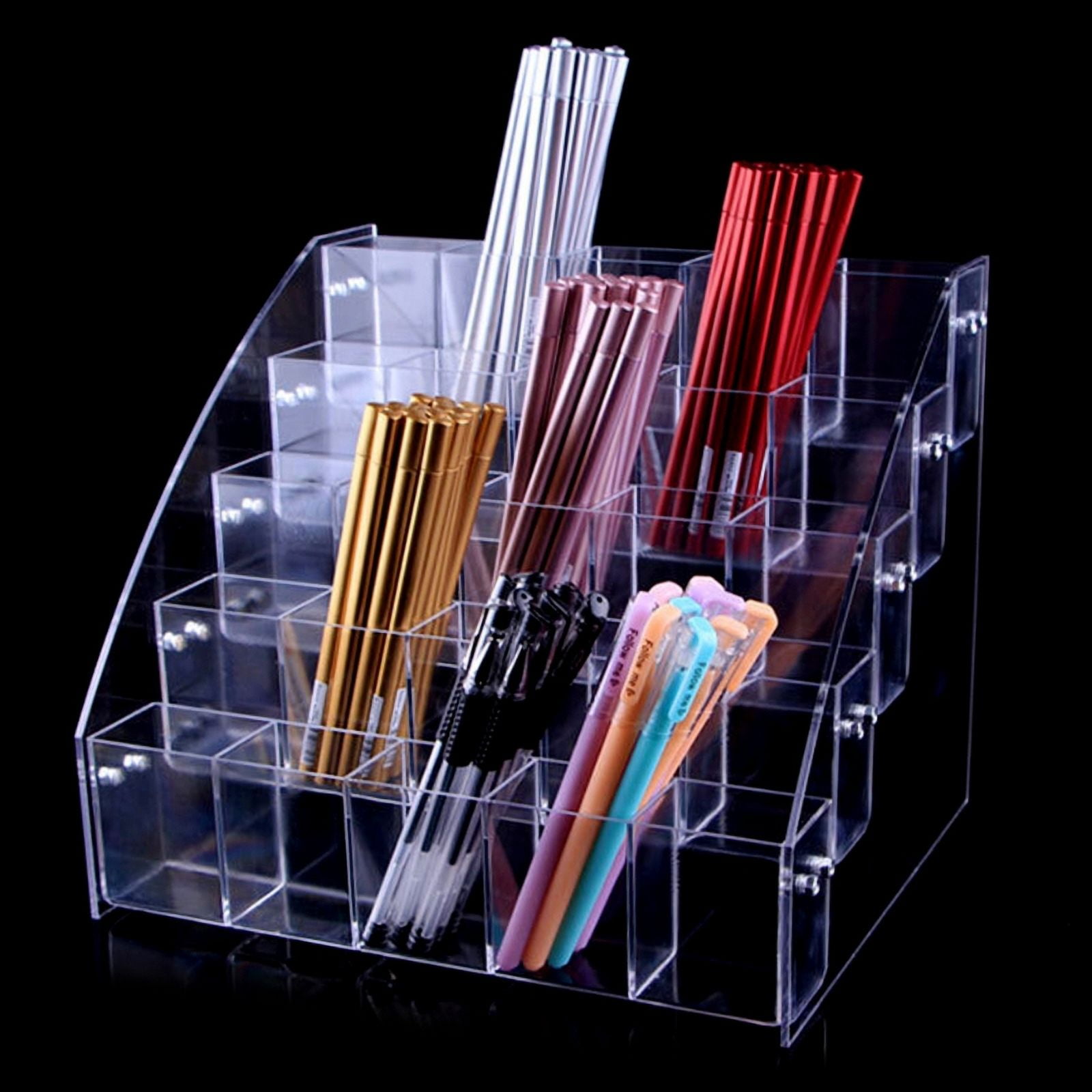 Milue Minimalist Clear Acrylic Pen Holder Desk Organizer Writing Tool ...