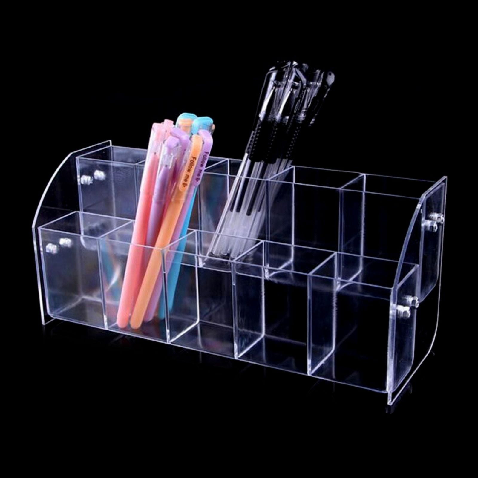 Milue Minimalist Clear Acrylic Pen Holder Desk Organizer Writing Tool ...