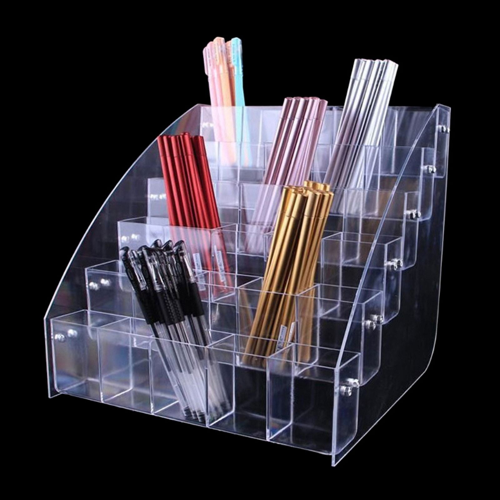 Milue Minimalist Clear Acrylic Pen Holder Desk Organizer Writing Tool ...