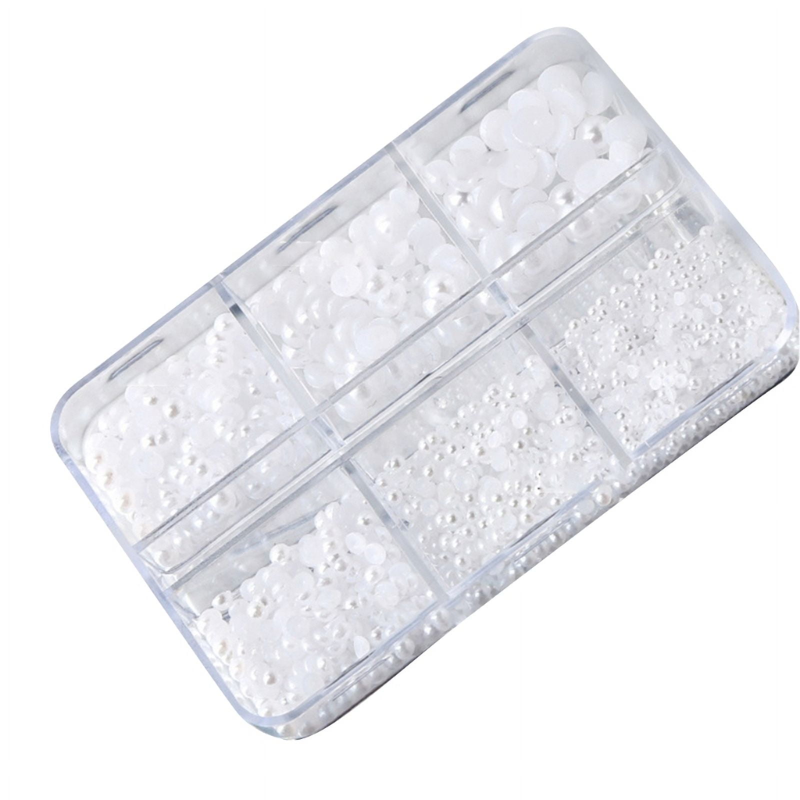 Milue Mixed Size White Round Flatback Pearls For DIY Decoration Nail ...