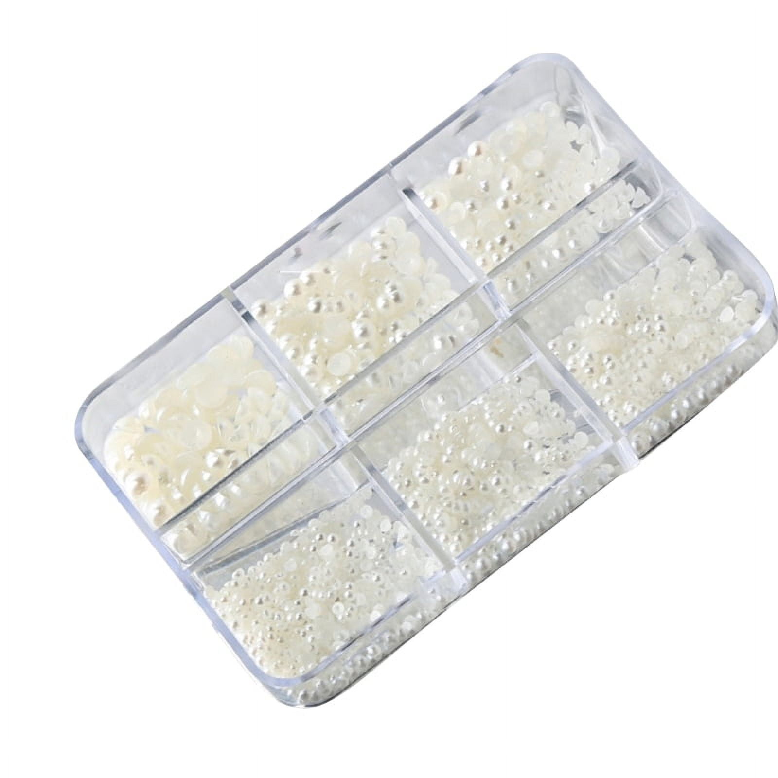 Milue Mixed Size White Round Flatback Pearls For DIY Decoration Nail ...