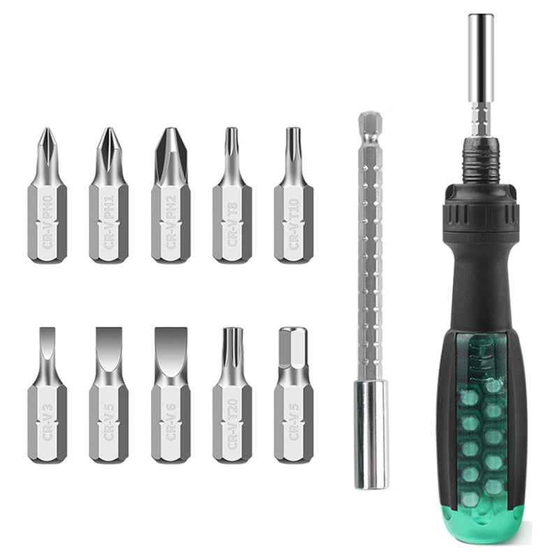 Milue Multi Angle Ratchet Screwdriver with 10 Bits Magnetic Screwdriver ...