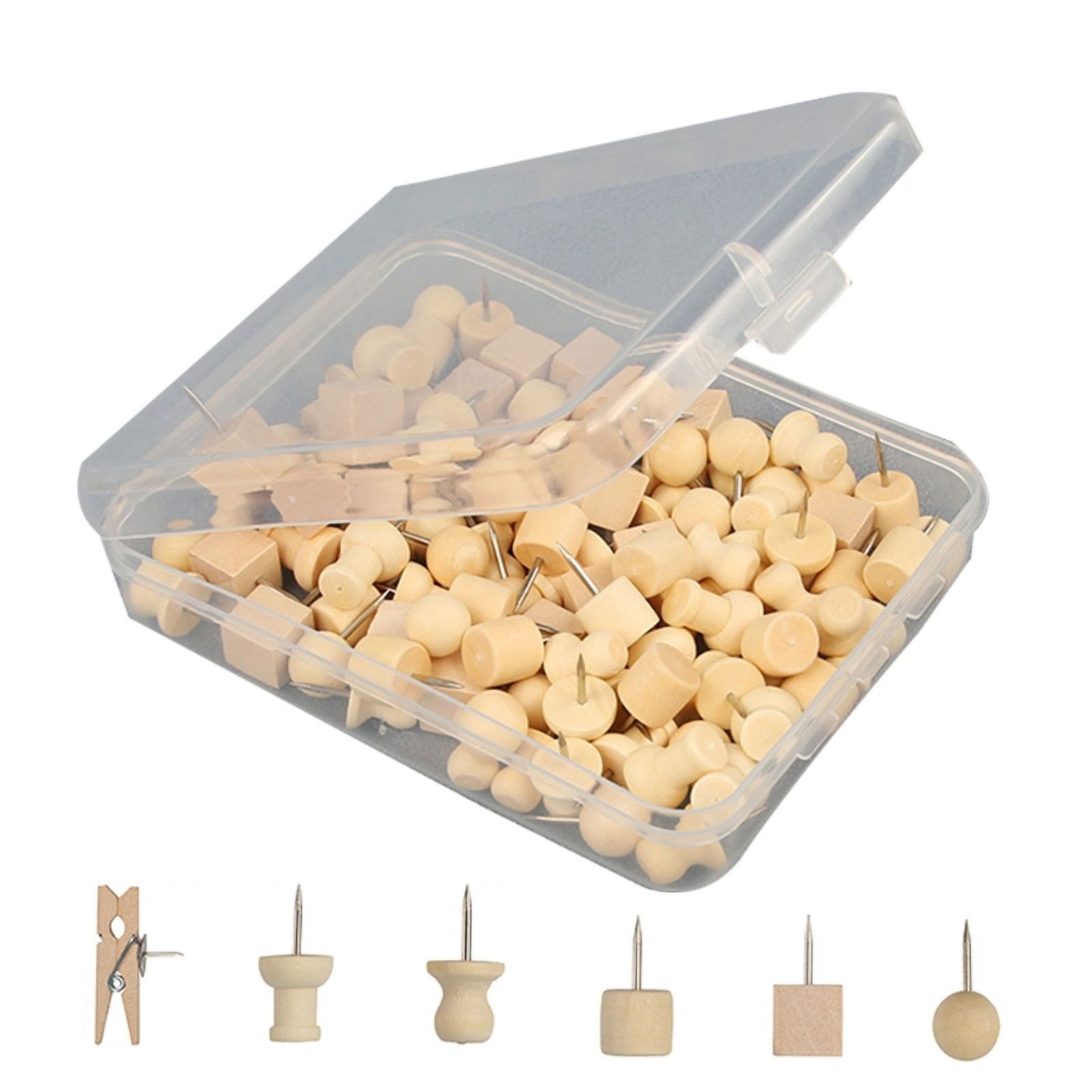 Milue Pack of Push Pins Soft Wood Woodworking Nails for Cork Board ...