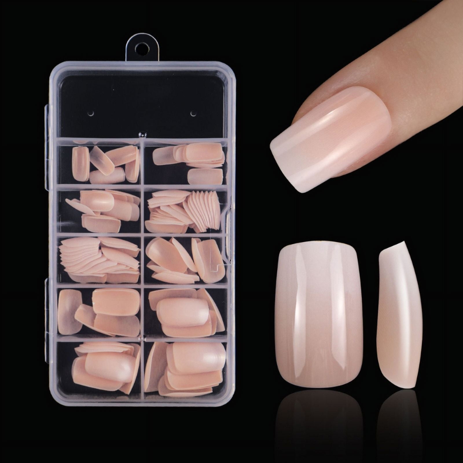 Milue Press on Netural Solid Color Fake Nails Elegant and Reusable ...