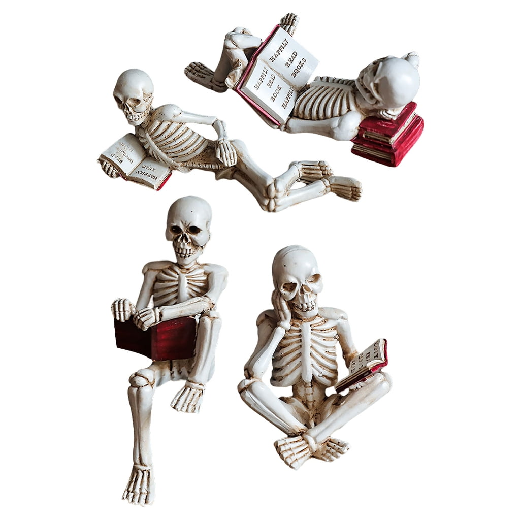 Milue Reading Skeleton with Book Sculpture Resin Craft For Distinctive ...