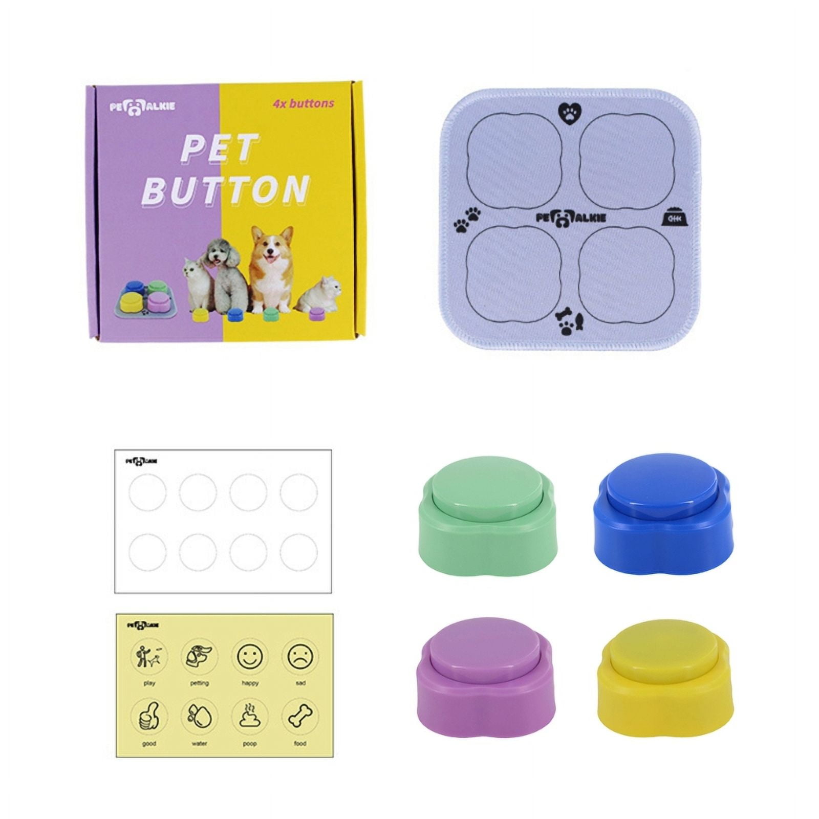 Milue Recordable Dog Button Talking Button Stickers Mat Set for Pet ...
