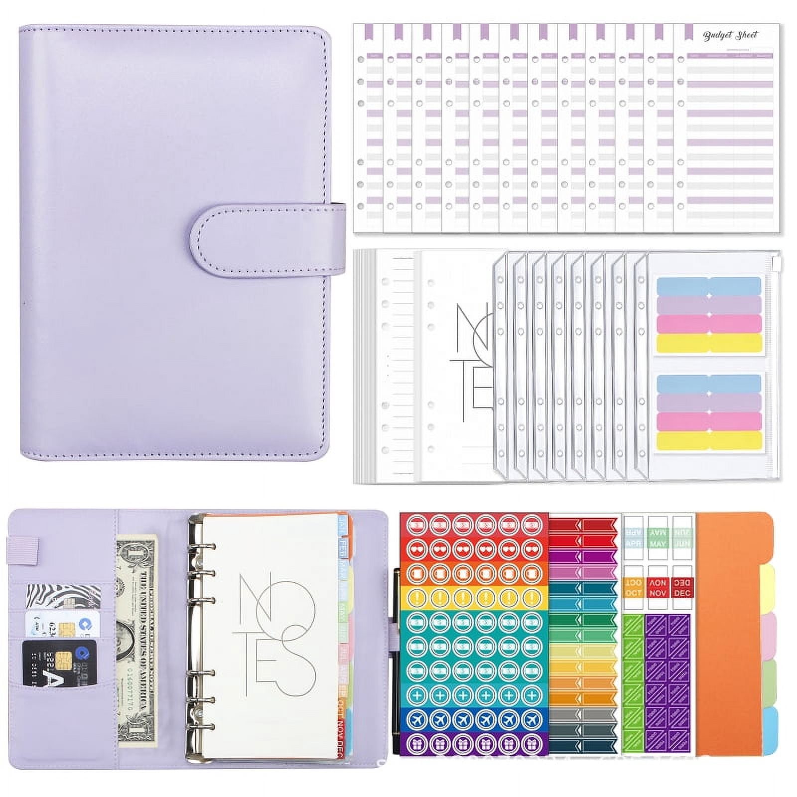 Milue Reusable Binder Set with Binder Pockets Budget Sheets Index Tab ...