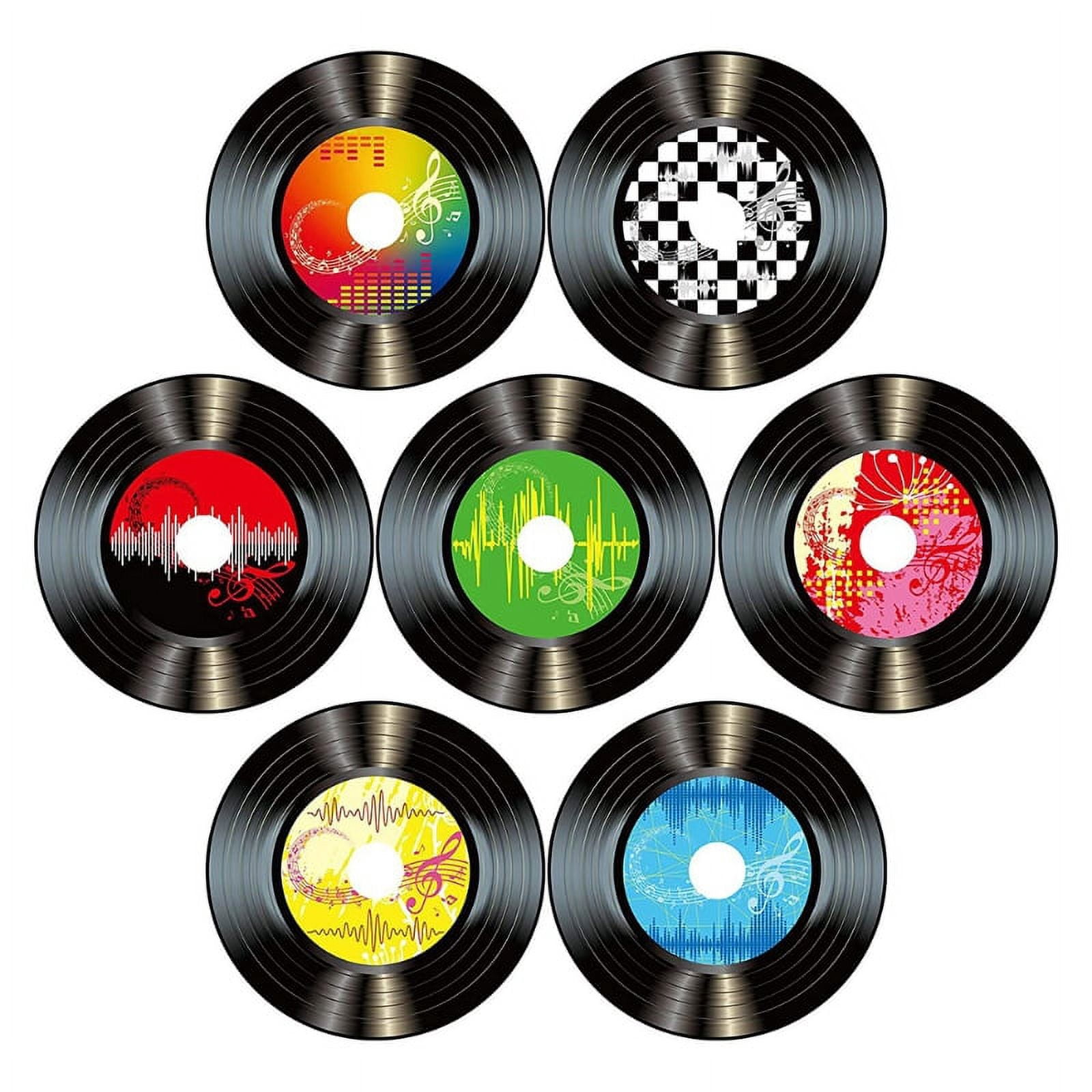 Milue Rock & Roll Music Party Decoration Paper Record Cutouts Craft ...