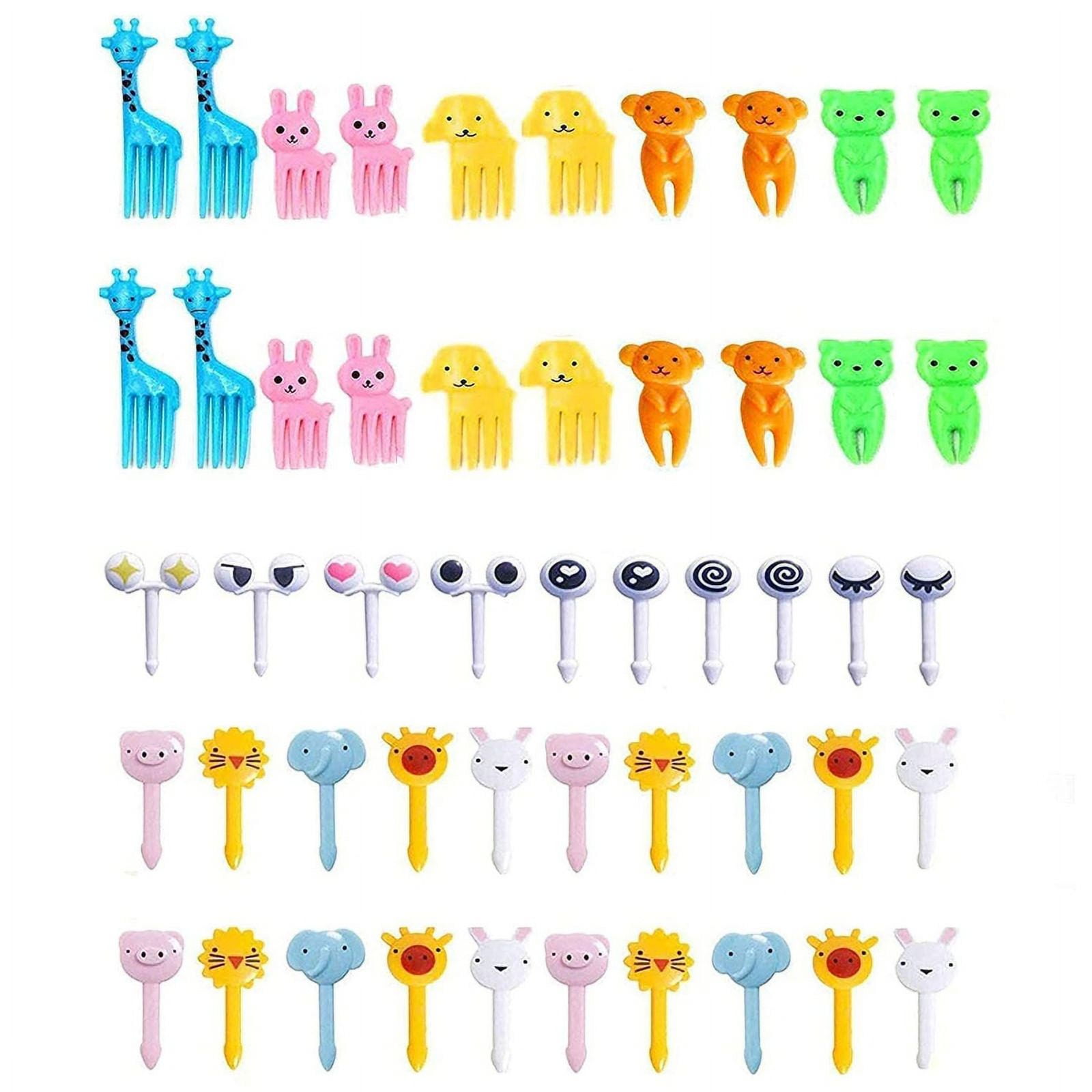 Milue Set of 50 Animals Shaped Little Fork Mini Cartoon Toothpicks for ...