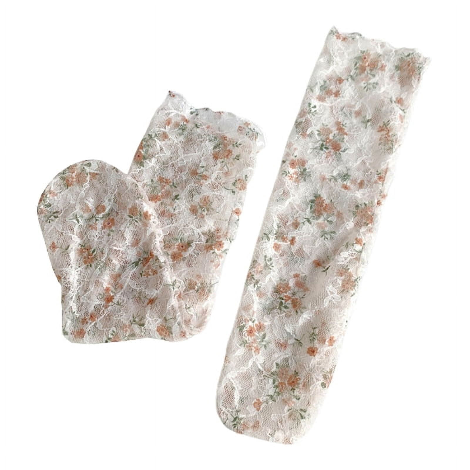 Milue Sheer Mesh Lace Ankle High Socks Decorated Slouch Socks Thin ...